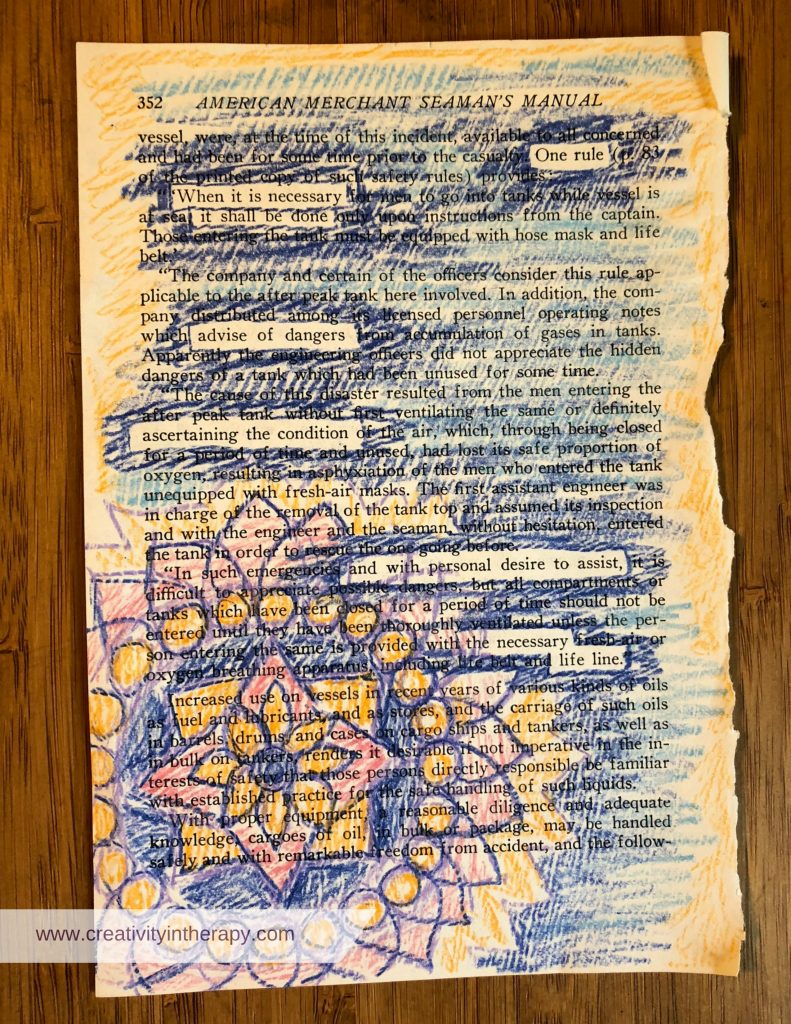 Altered Book Pages - Art & Blackout Poetry - Creativity in Therapy